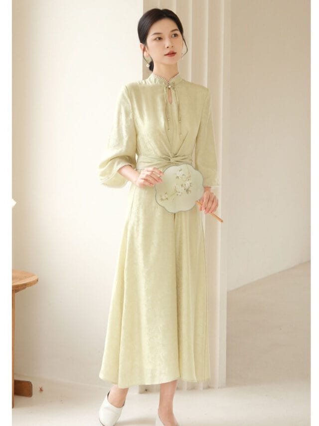 Buy Jacquard Qipao Green Dress - East Qipao